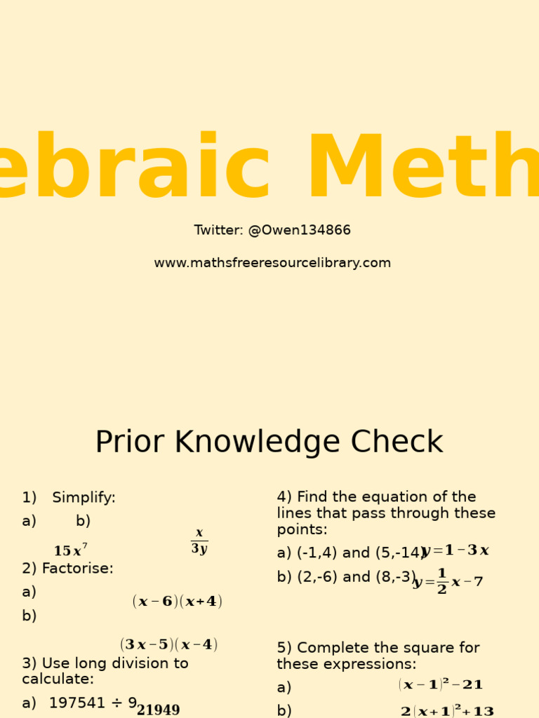 7) Algebraic Methods | PDF | Factorization | Mathematical Proof