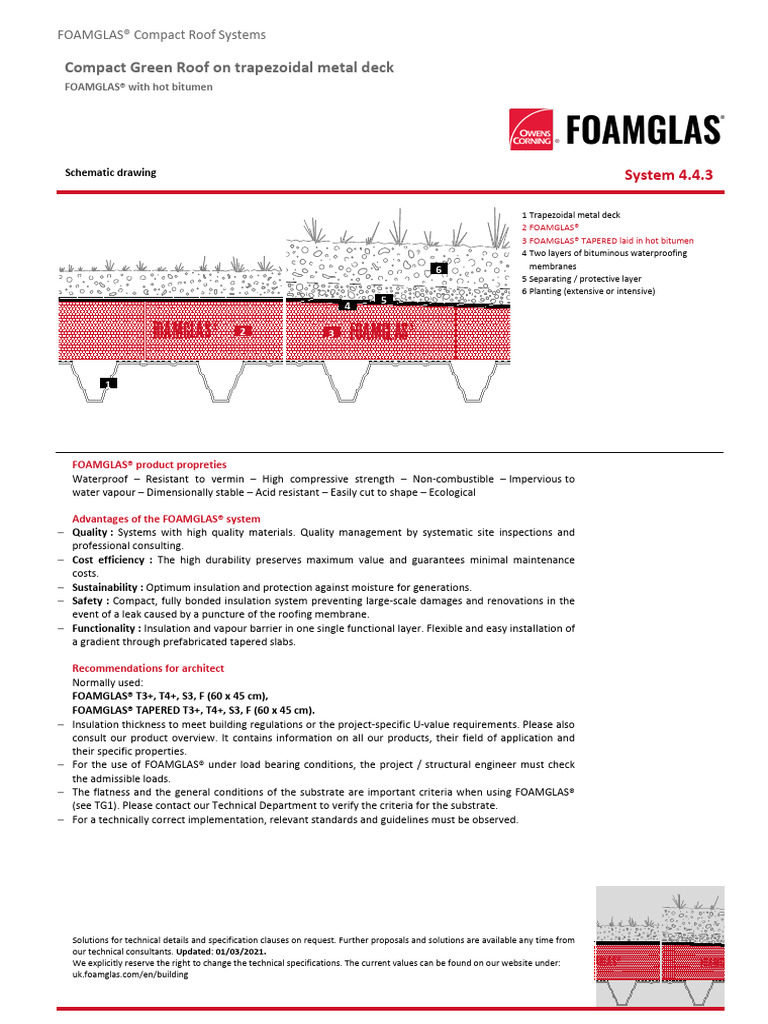 FOAMGLAS Compact Green Roof On Trapezoidal Deck TDS-4-4-3-UK | PDF ...