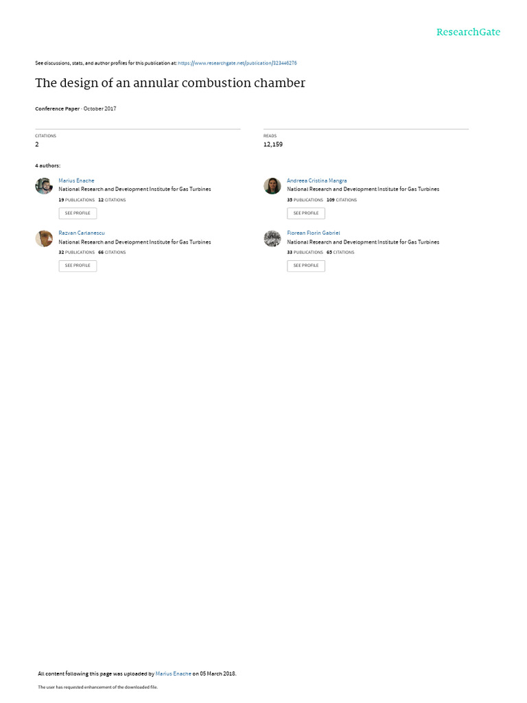 The Design of An Annular Combustion Chamber: October 2017 | PDF | Combustion | Gas Technologies