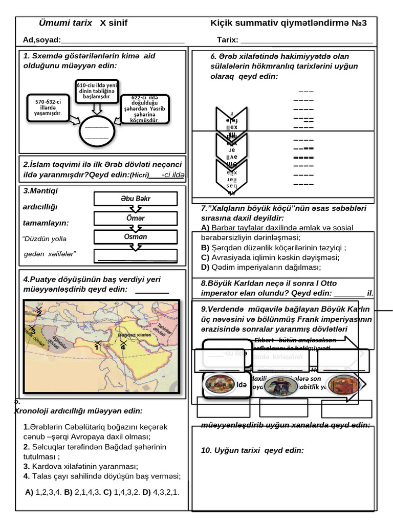 Ümumi tarix X sinif KSQ №3 | PDF