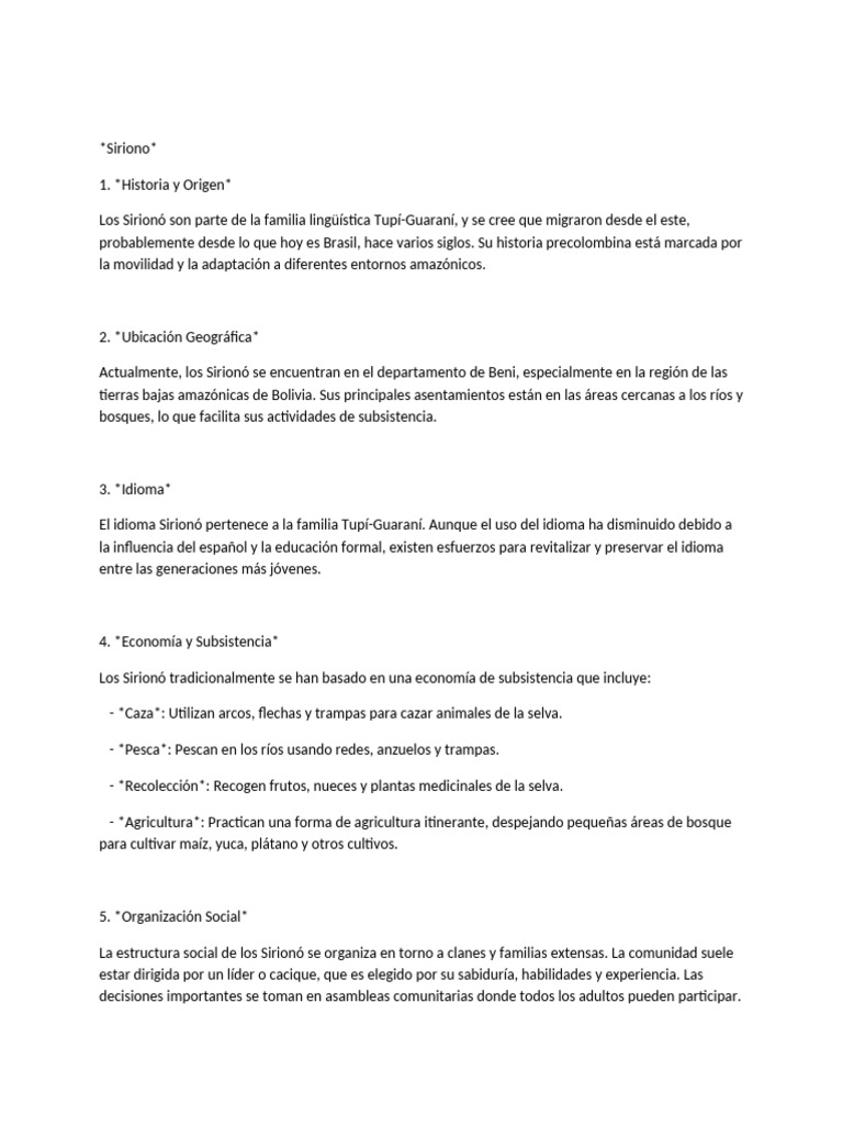 Siriono | PDF | Agricultura | Chamanismo