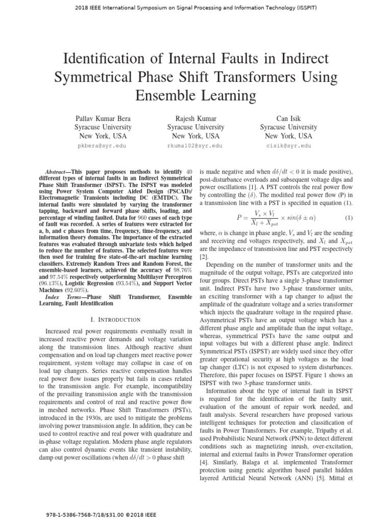 Identification of Internal Faults in Indirect Symmetrical Phase Shift Transformers Using ...