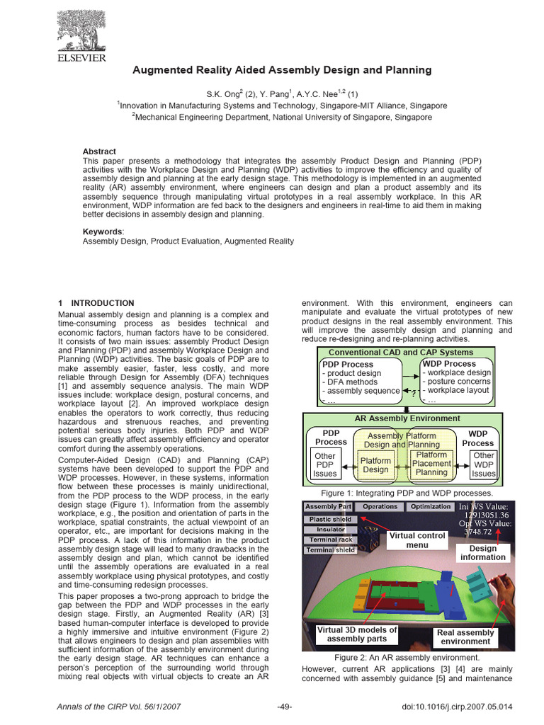 Augmented Reality Aided Assembly Design and Planning | PDF | Augmented Reality | Computer Aided ...