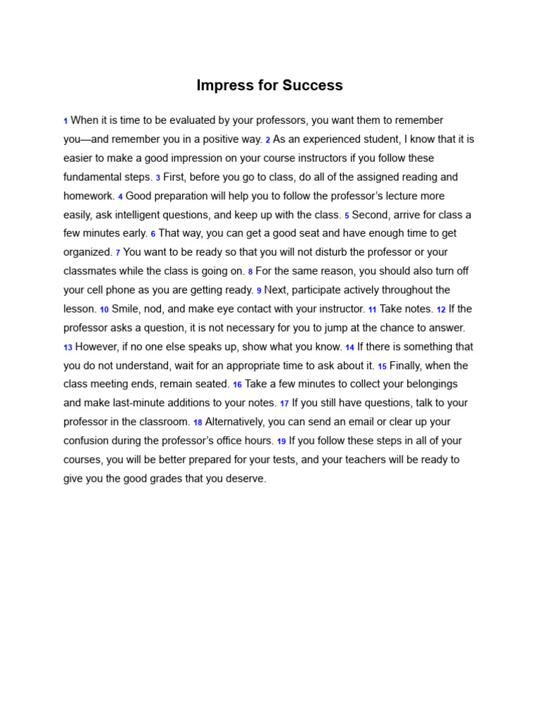 Writing Model - Impress For Success | PDF