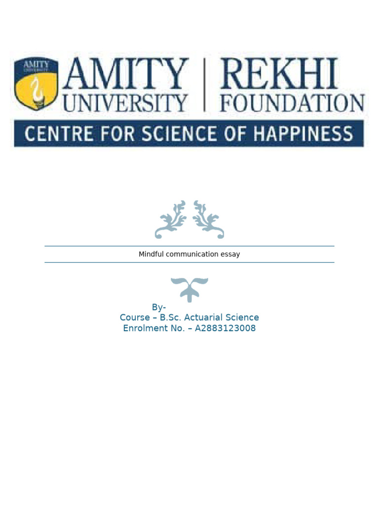 Mindful Communication Essay Anshaj | PDF