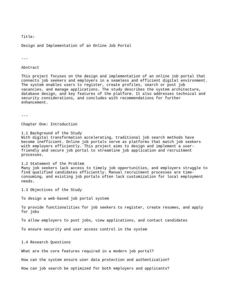 Online Job Portal System Design | PDF | Recruitment | Résumé