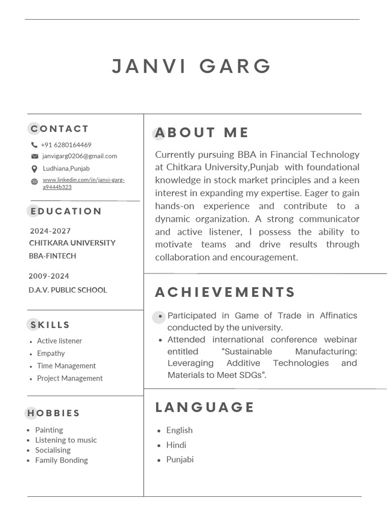 Resume (Janvi Garg) | PDF