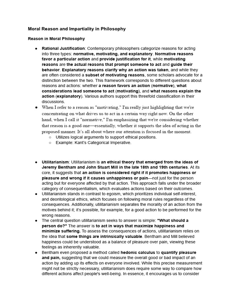 Moral Reason and Impartiality in Philosophy | PDF | Utilitarianism | Justice