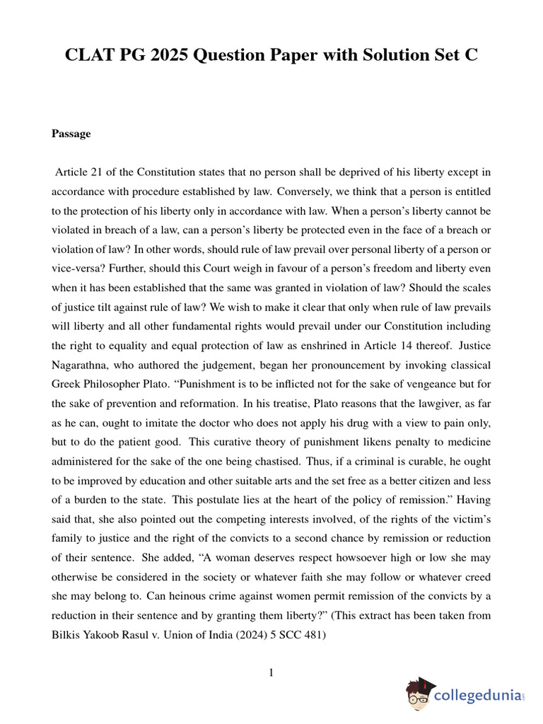 CLAT PG 2025 Question Paper With Solutions Set C | PDF | United Nations ...