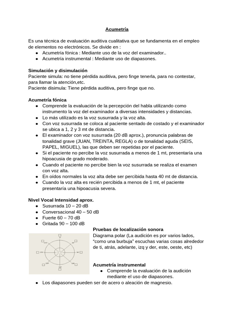 Acumetría | PDF | Escuchando | Oído