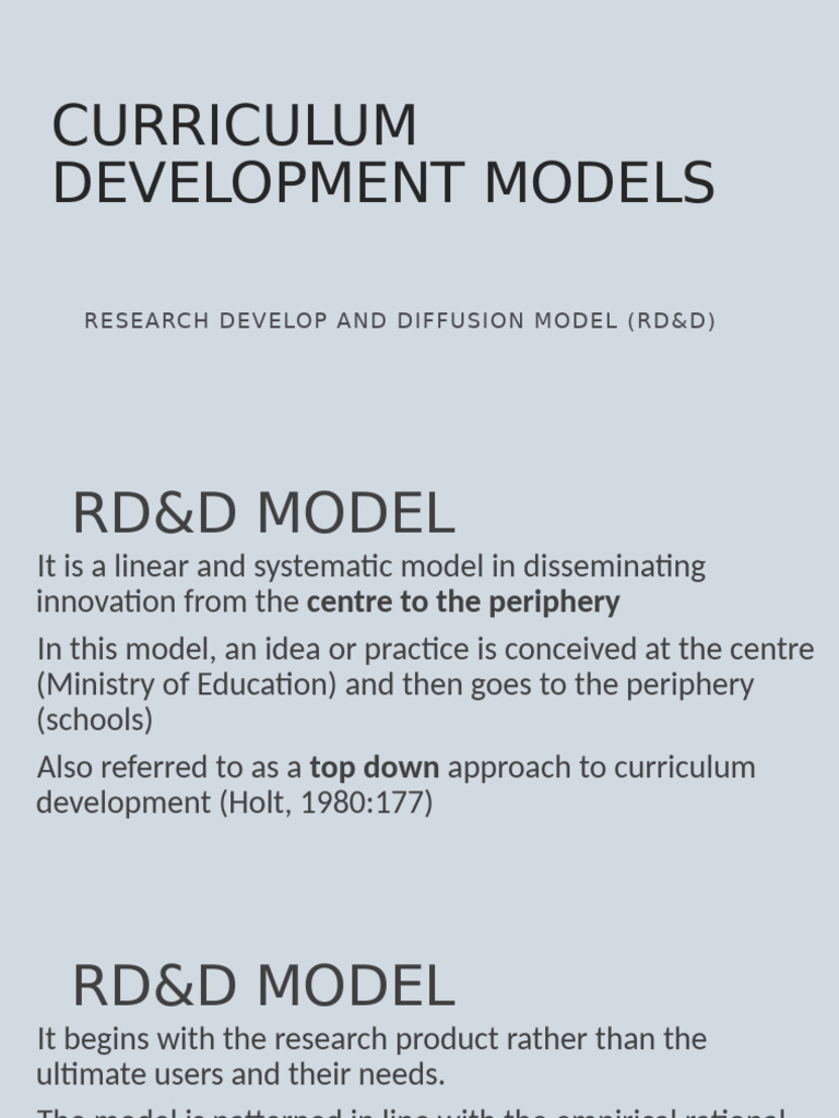 Curriculum Development Models | PDF | Innovation | Curriculum