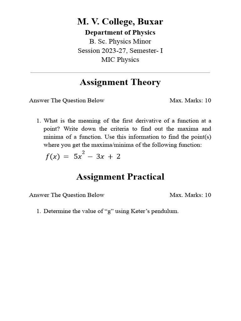Physics Assignment MIC | PDF