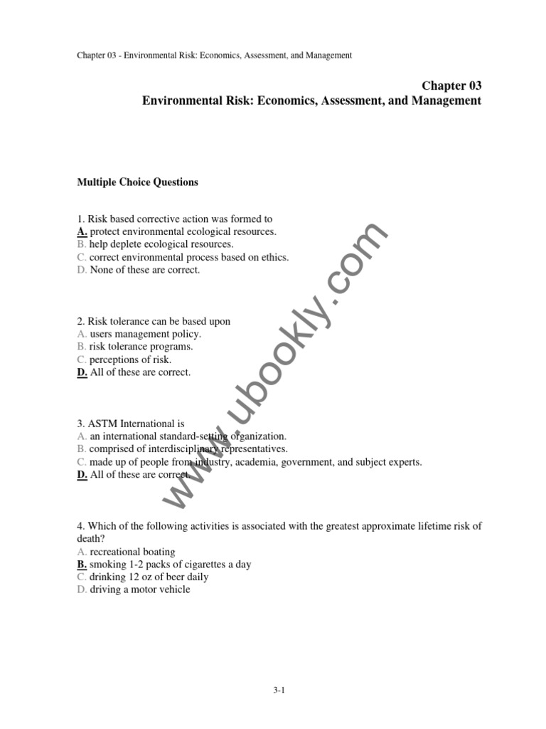 Chapter 3 - Environmental Risk Economics, Assessment, and Management ...
