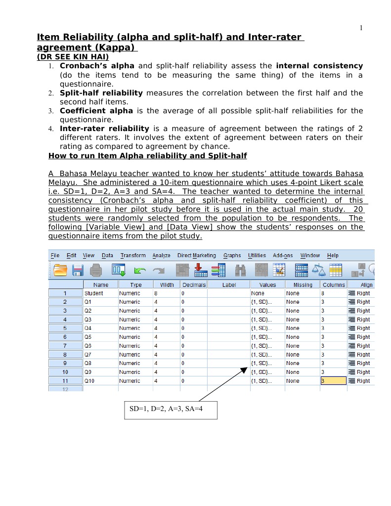 Item Reliability (Alpha Split Half Kappa) | PDF | Cronbach's Alpha ...