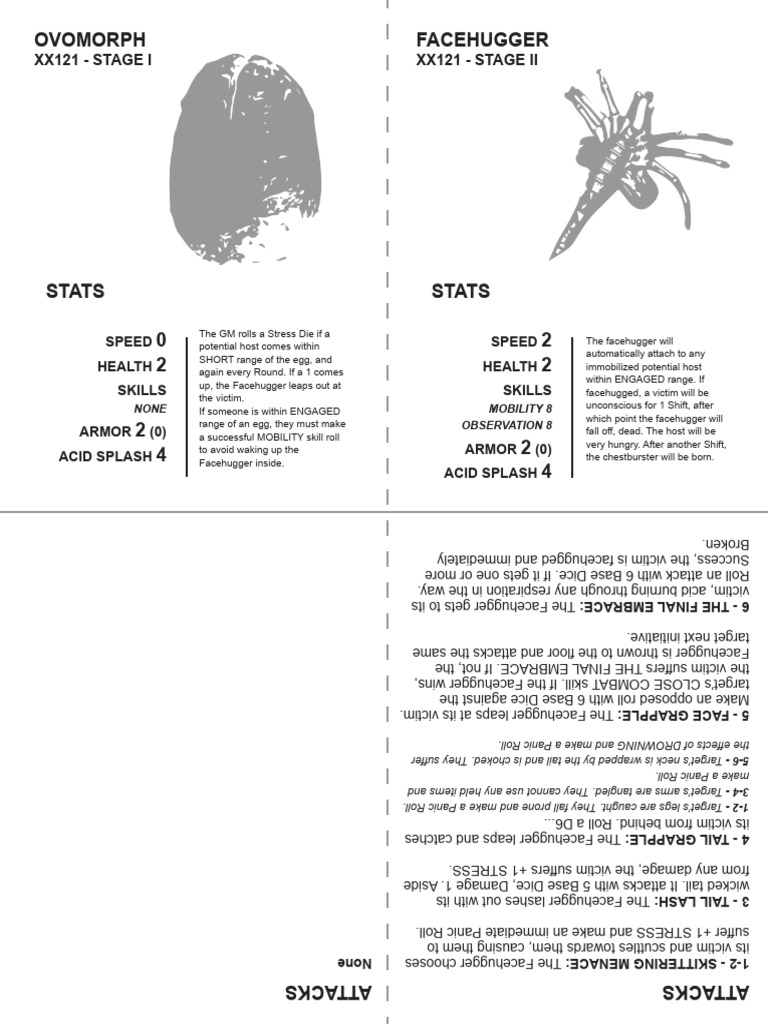 Modified - ALIEN RPG - Enemy Quick Reference | PDF