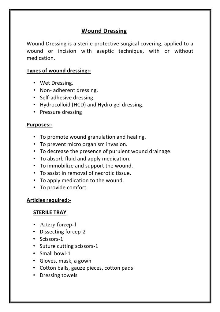 Wet To Dry Dressing Procedure
