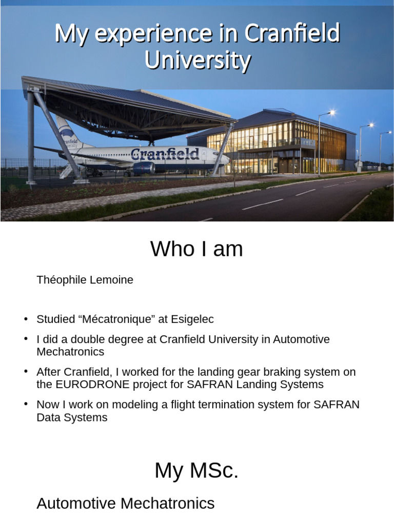 Présentation Cranfield Univ Angleterre_Etudiant Théophile Lemoine_13-11-24 | PDF