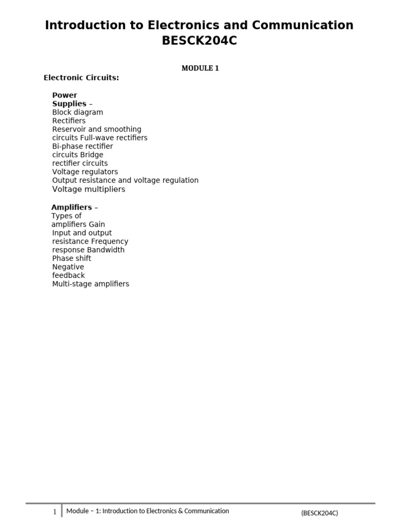 BESCK204C Module - 1 E - Notes | PDF | Rectifier | Amplifier