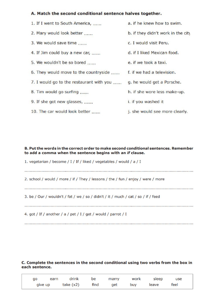 Second Conditional Exercises | PDF