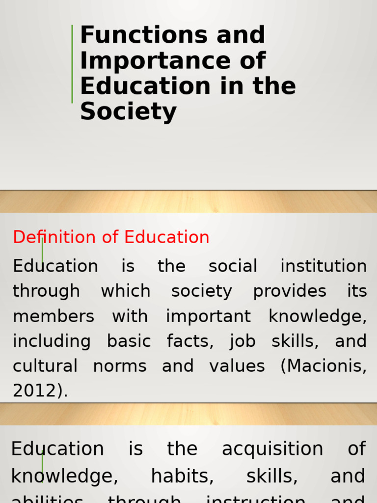 Functions and Importance of Education | PDF | Schools | Secondary Education