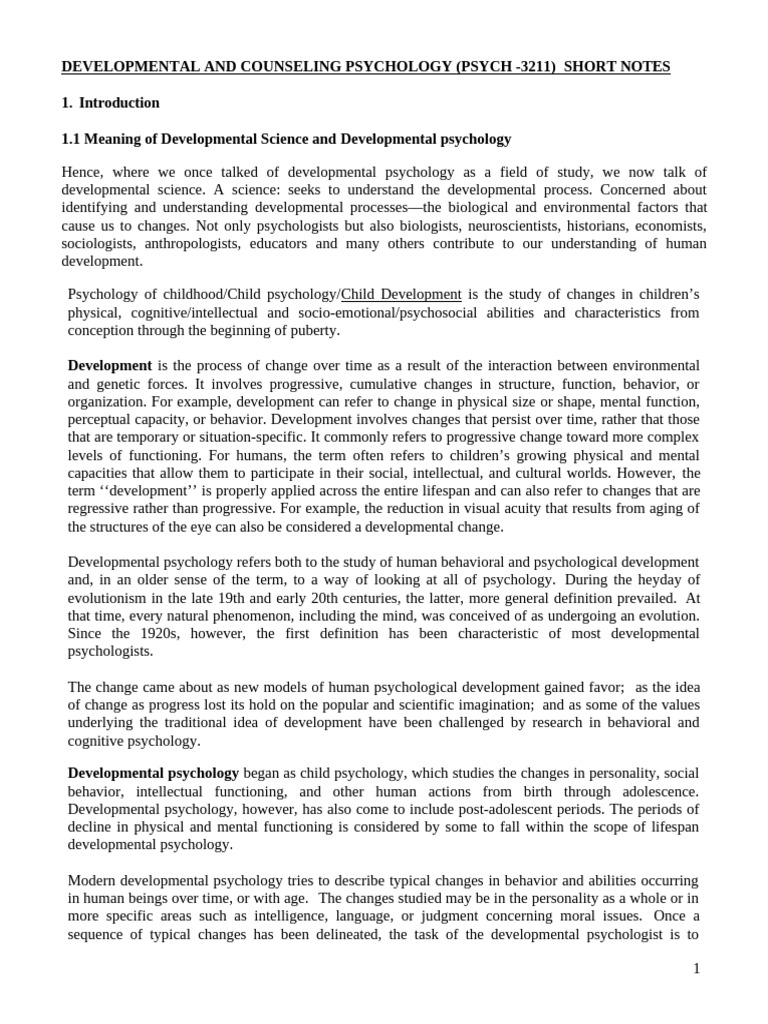 Developmental Psychology Overview | PDF | Developmental Psychology ...