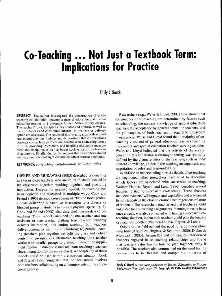 Co Teach Not Just Textbook | PDF | Teachers | Special Education