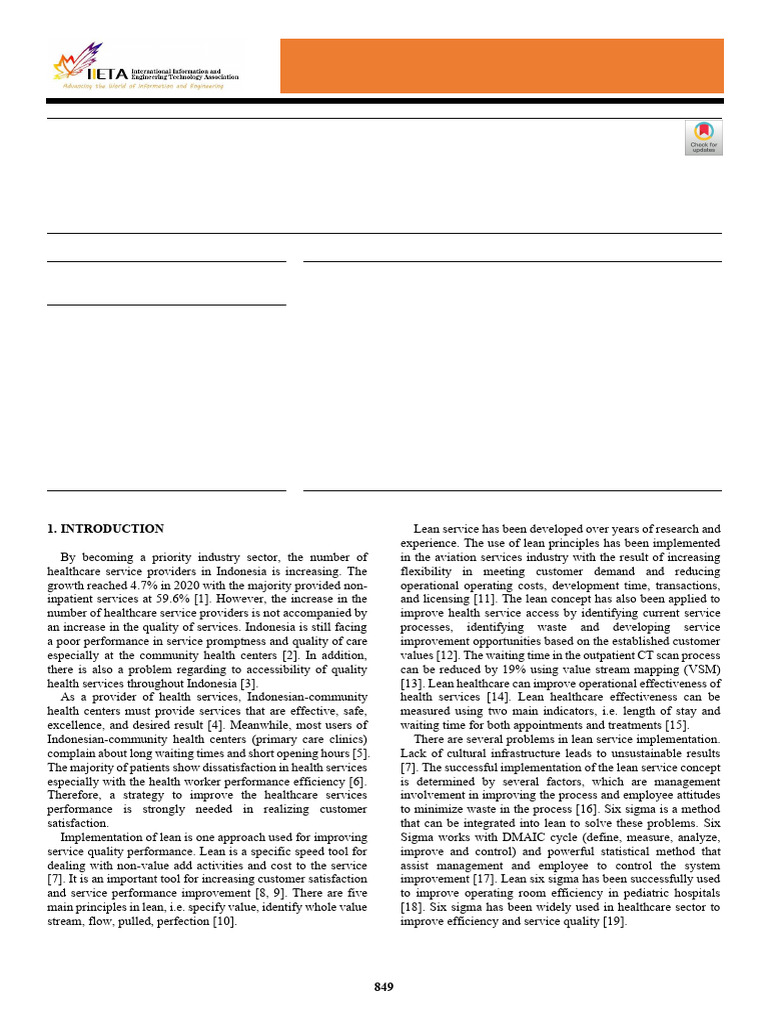Lean Healthcare Improvement Model Using Simulation-Based Lean Six-Sigma and TRIZ | PDF | Six ...
