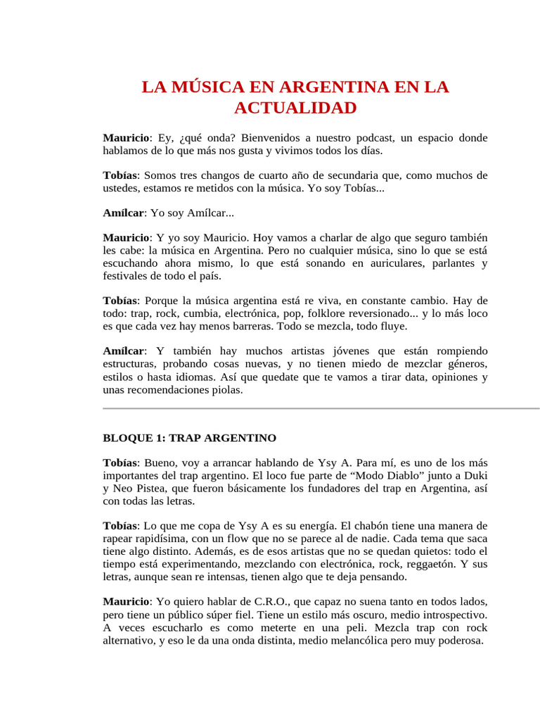 La Música en Argentina en La Actualidad | PDF | Musica Popular