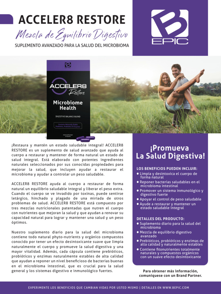 Acceler 8 Restore Product Details SPANISH | PDF | Nutrición | Dieta y nutrición