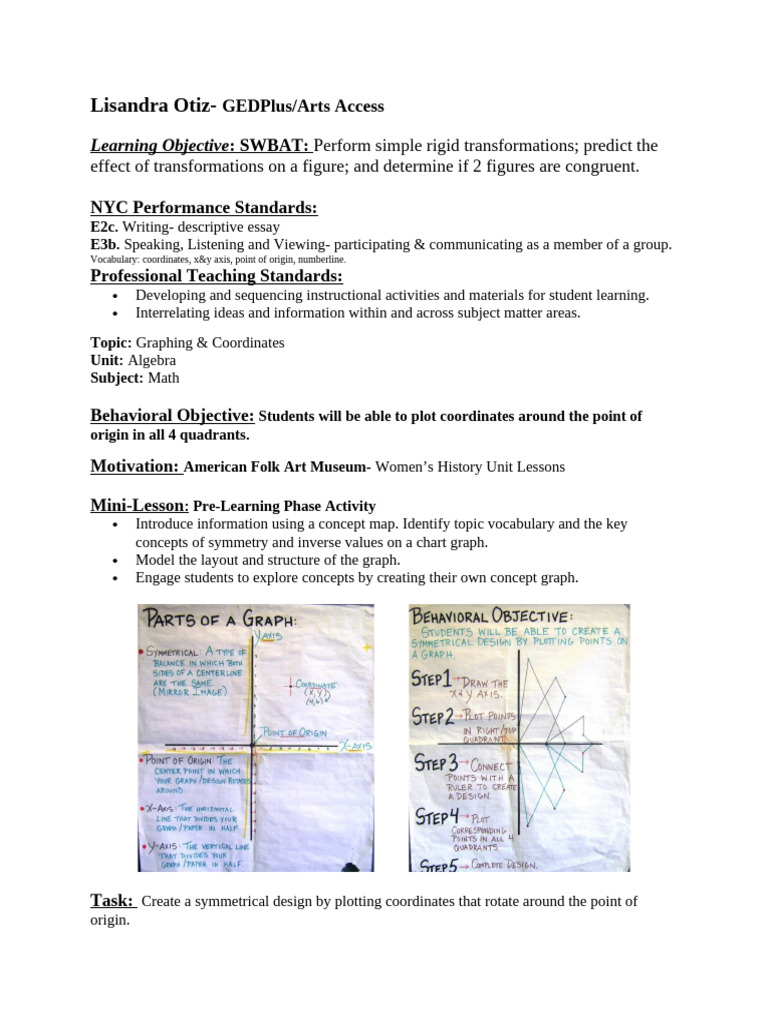 Transformations Art Lesson | PDF | Cartesian Coordinate System | Symmetry