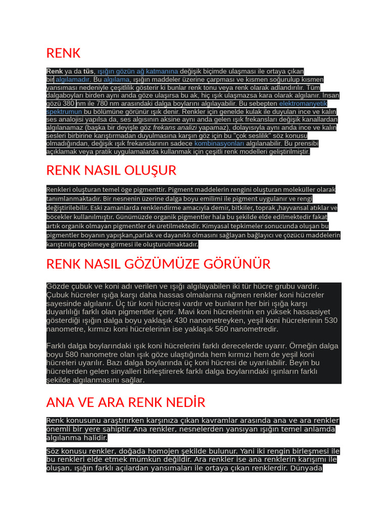 Renk Ana Sunum | PDF