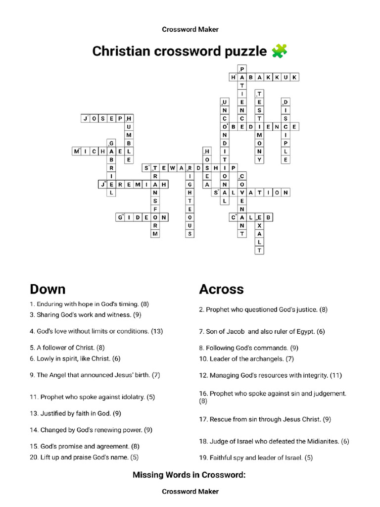 Crossword Puzzle Solutions ?from ????? ?????? ?? | PDF | Jesus ...