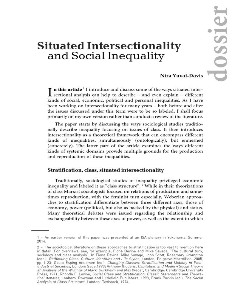 Situated Intersectionality and Social Inequality | PDF | Intersectionality | Sociology