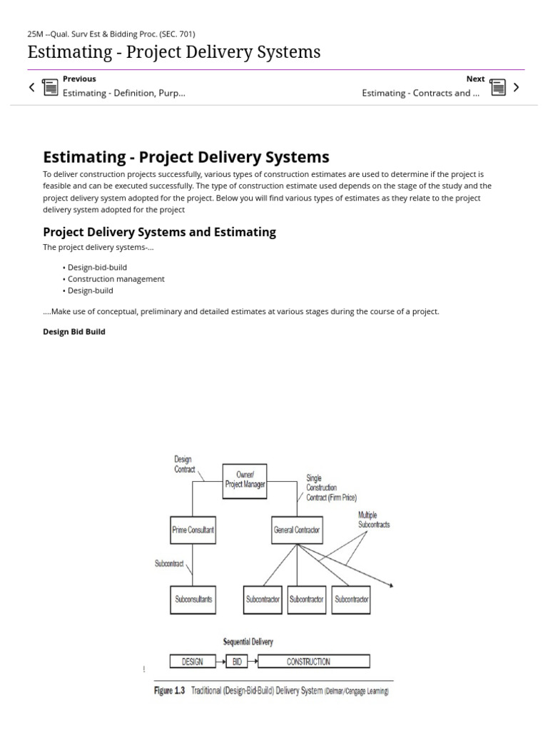 Estimating - Project Delivery Systems | PDF