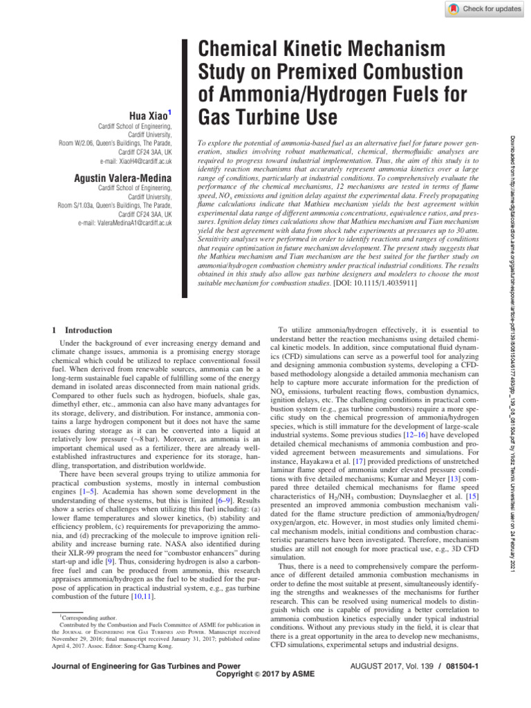 3-Chemical Kinetic Mechanism Study On Premixed Combustion of Ammonia Hydrogen Fuels For Gas ...