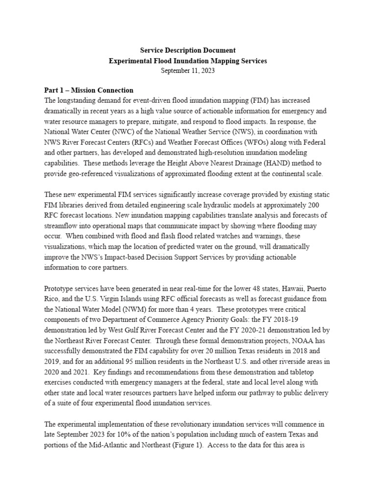 Experimental Flood Inundation Mapping Services | PDF | Flood | National ...