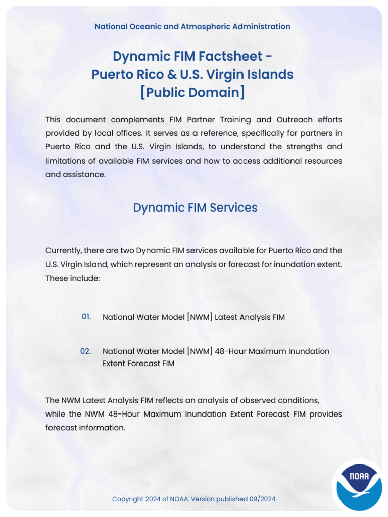 (PR - USVI) Dynamic FIM Factsheet | PDF | Flood | Weather Forecasting