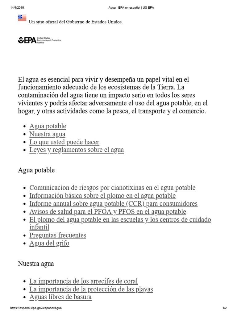 Agua - EPA en Español - US EPA | PDF | Agua potable | Agua