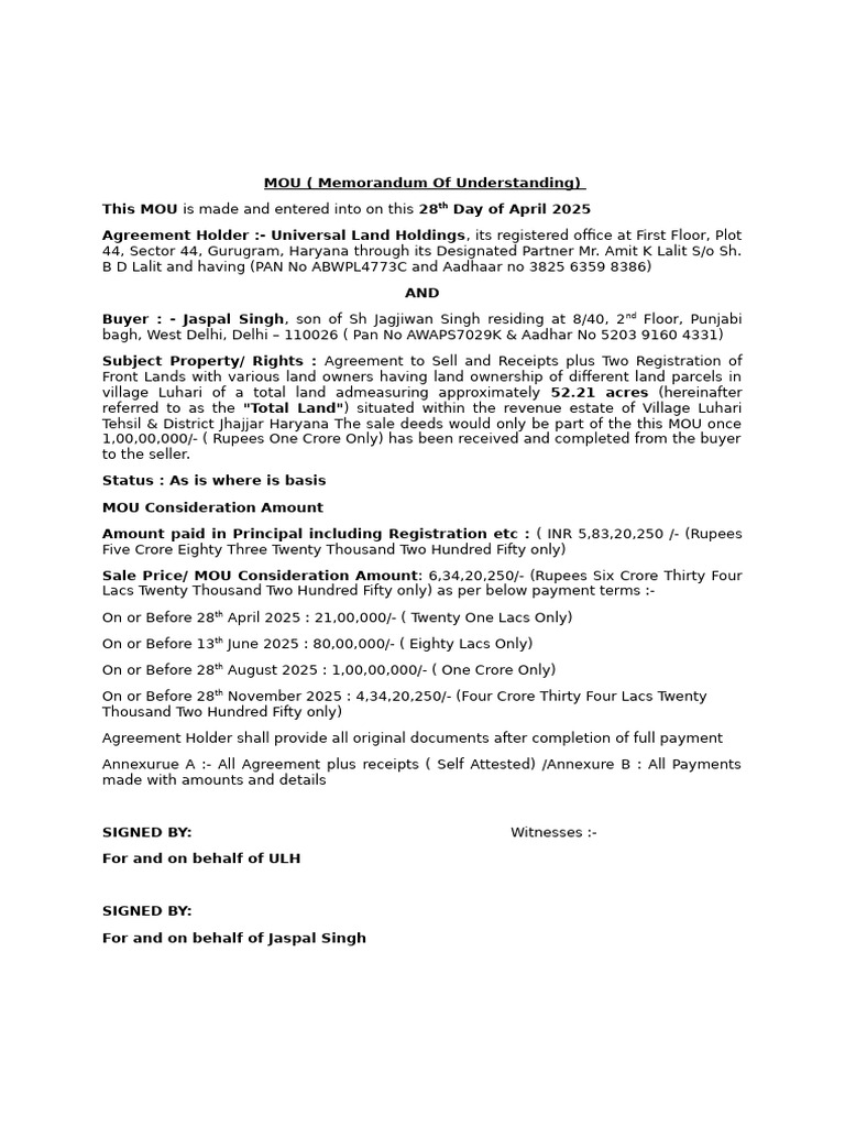 MOU Luhari 27.04 | PDF