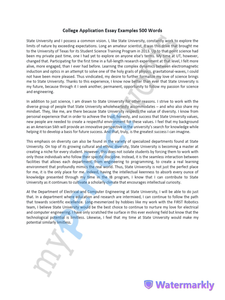 College Application Essay Examples 500 Words PDF | PDF | Science | Cognition