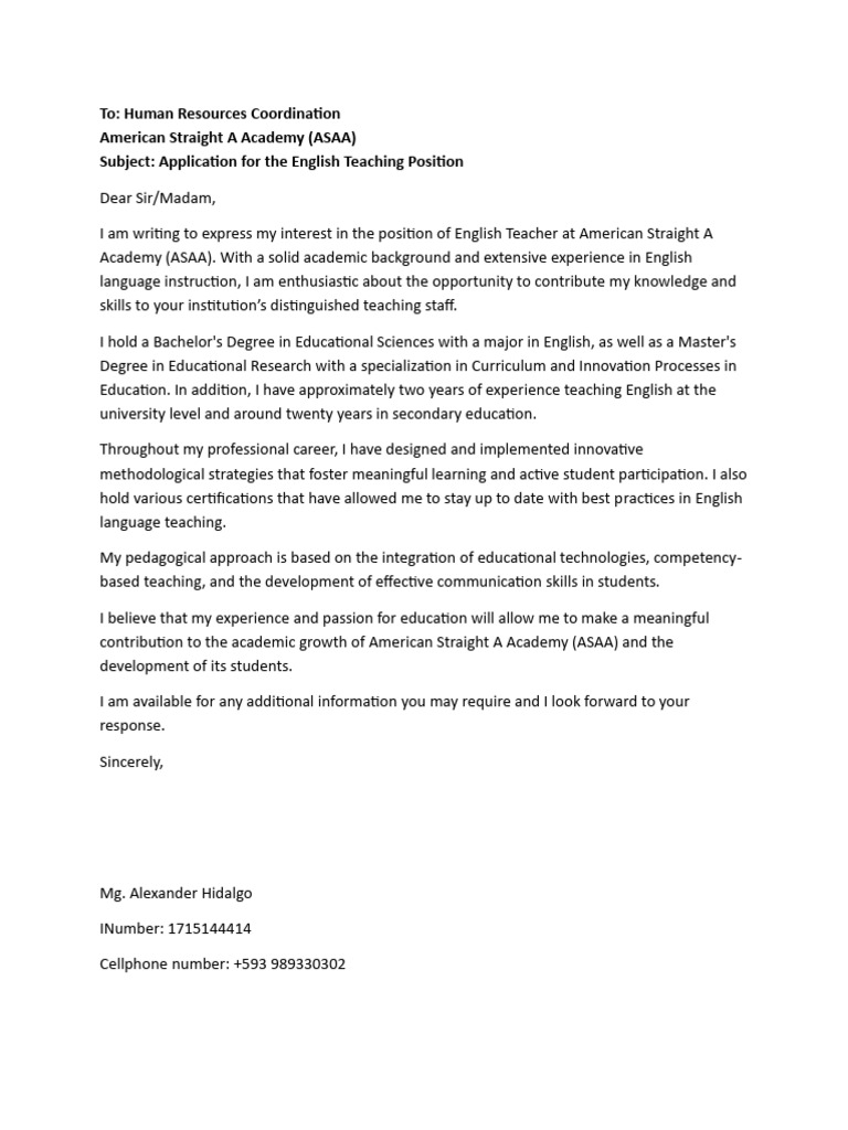 Cover Letter-HIDALGO ALEXANDER | PDF