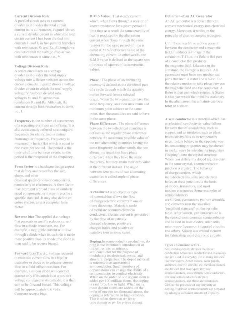 Current Division Rule A Parallel Circuit Acts As A | PDF ...