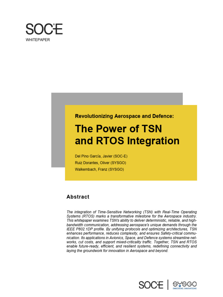 The Power of TSN and RTOS Integration (White Paper) | PDF | Computer Network | Quality Of Service