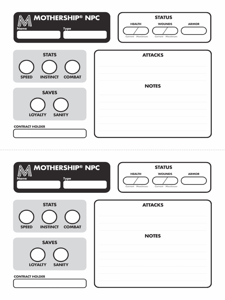 Mosh NPC Sheet | PDF