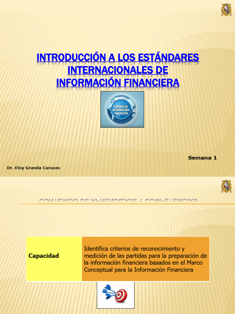 Sem. 1 (Introduc. a Los Estándares Internac. de in. Financiera) (1) | PDF | Contabilidad ...
