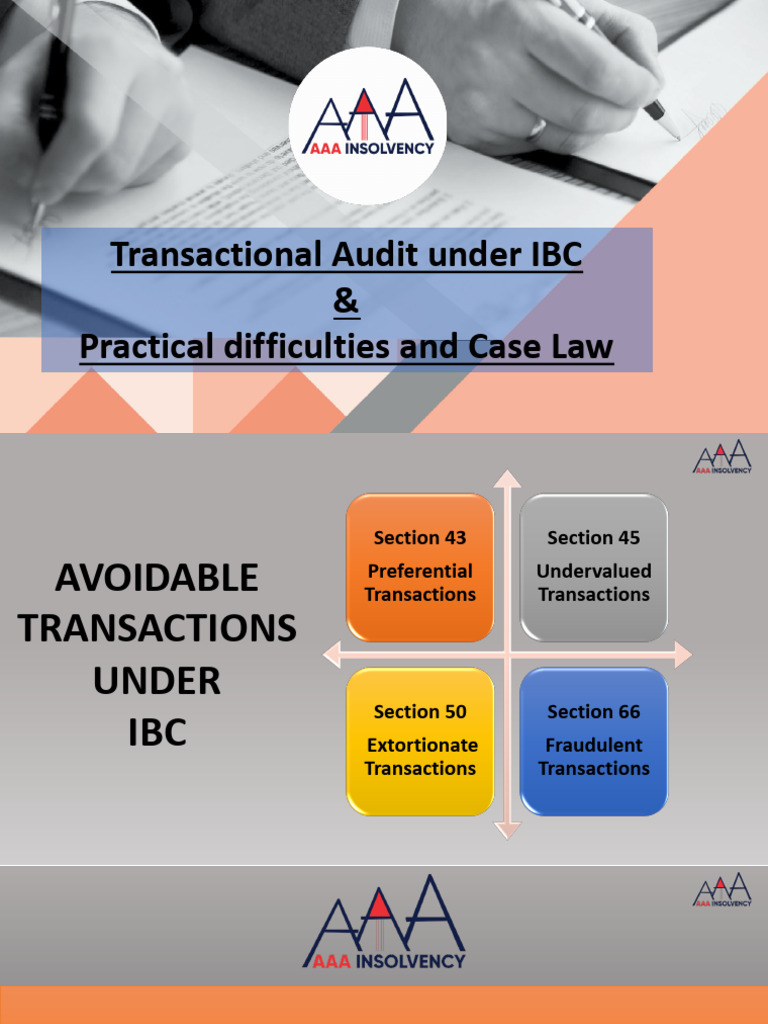 PUFE Transactions Under IBC vs. Forensic Audit Under RBI Part II | PDF | Bankruptcy | Security ...