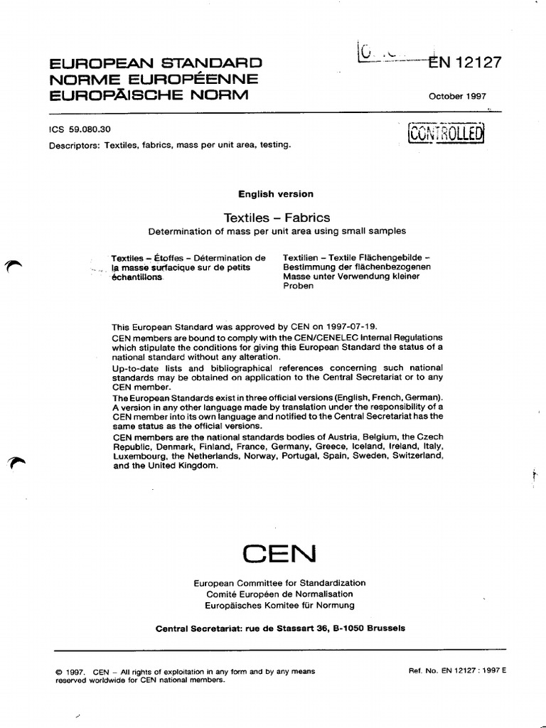 En 12127-1997 | PDF