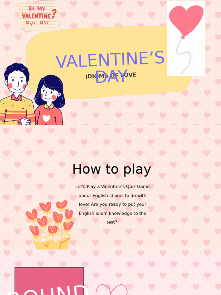 Valentine's Day English Idiom Quiz Education Presentation in Pink ...