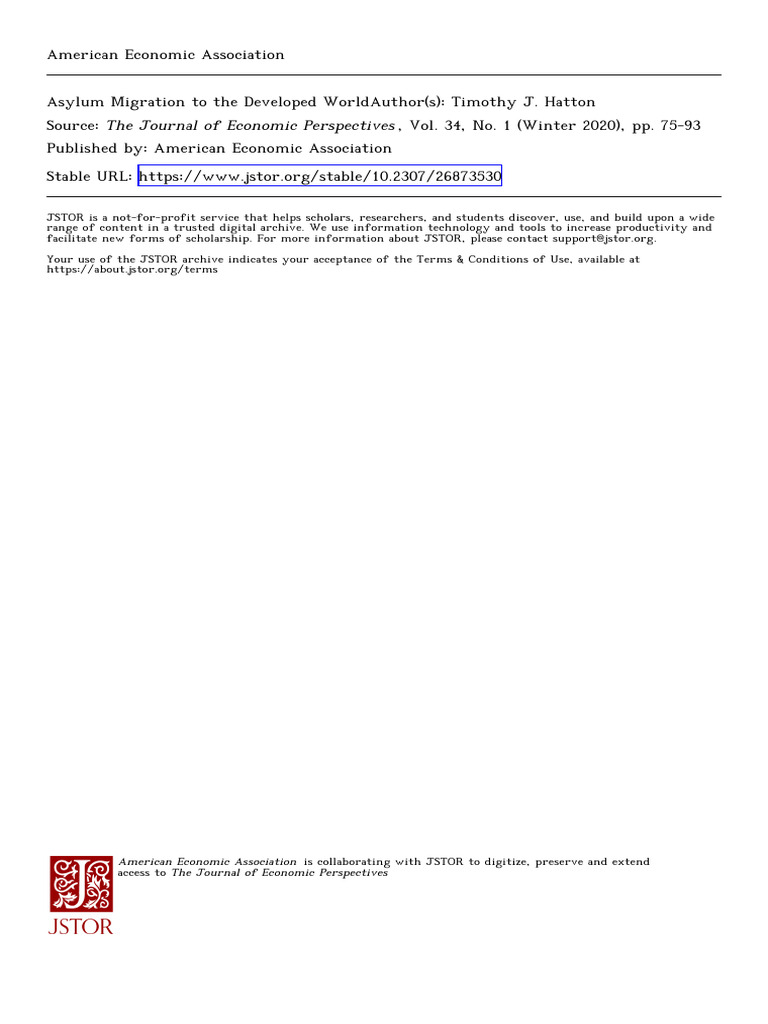 Asylum Migration To Developed World | PDF | Refugee | Human Migration