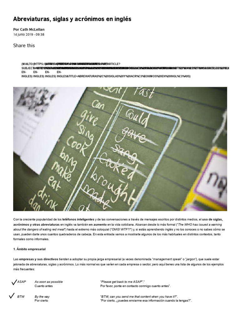 Abreviaturas, Siglas y Acrónimos en Inglés - British Council | PDF ...